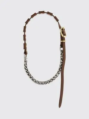 Miu Miu Leather Necklace With Buckle - Brown