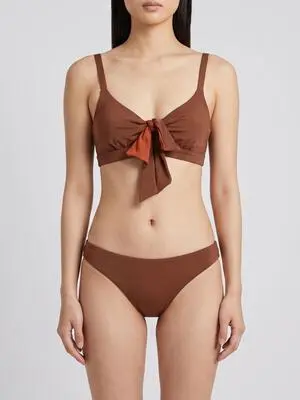 Max Mara Off-the-shoulder Polyamide V-neck Bikini Top - Brown