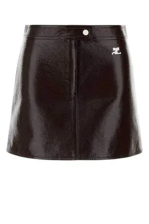 COURREGES Chocolate Vinyl Mini Skirt - Brown