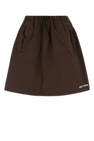 Miu Miu Gabardine Skirt - Brown