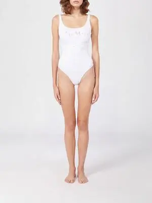 Max Mara Flocked Logo One-piece Swimsuit - White