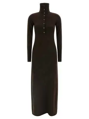 TOM FORD Cashmere High Neck Long Dress - Brown