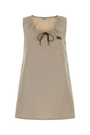 Miu Miu Cappuccino Cotton Mini Dress - Brown