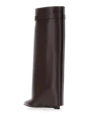 Givenchy Pointed Toe Wedge Heels With Logo Plate On The Front In Leather For - Brown