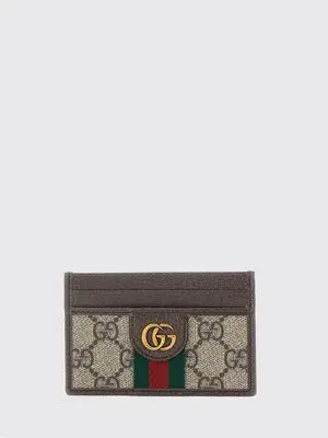 Gucci Ophidia Gg Supreme Card Holder With Web Stripe - Brown