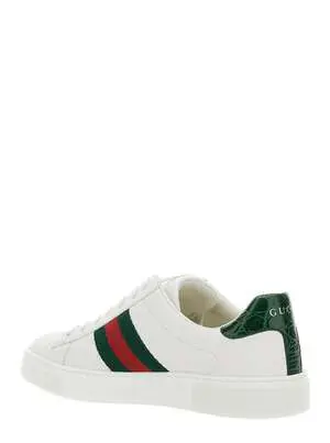 Gucci Low-top Sneakers 'ace' With Web Detail In White Leather For - Multicolor