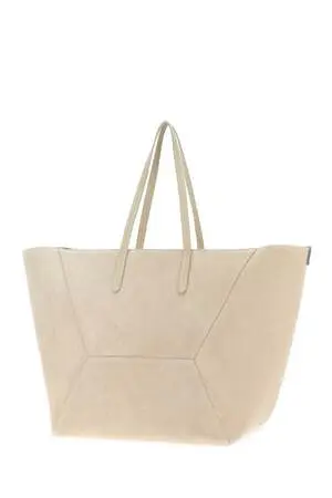 Brunello Cucinelli Sand Suede Shopping Bag
