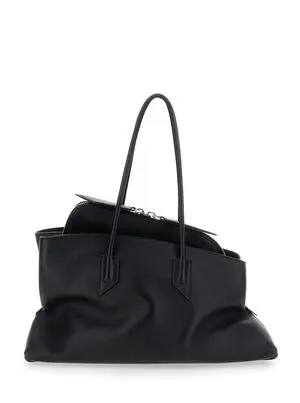 Attico The Attico Women Shoulder Bag 'Passeggiata' Medium With Asymmetric Design And Two Top Handles In Black Leather For Women Black