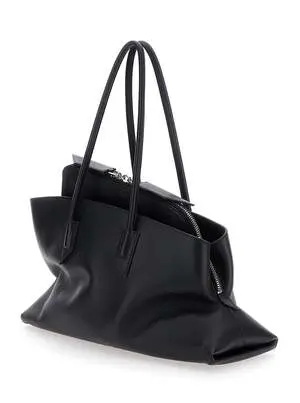 Attico Passeggiata Leather Shoulder Bag - Black