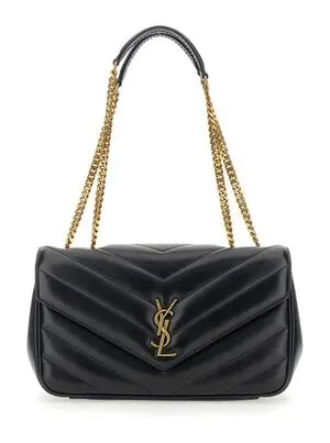 Saint Laurent Crossbody Bag 'loulou' Medium With Chain Strap And Cassandre Plaque On Front In Black Quilted Leather For - Multicolor