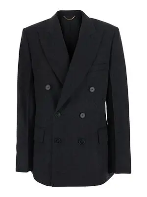 Victoria Beckham Beatrice' Grey Double-breasted Jacket With Notched Revers In Wool For - Multicolor