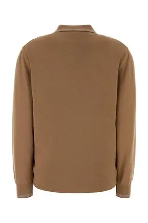 Miu Miu Camel Wool And Suede Cardigan
