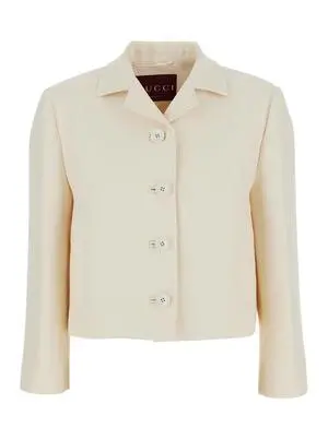 Gucci Gg Canvas Notched Lapel Jacket