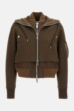 Sacai SACAI Bomber-Style Hooded Sweatshirt Multicolor