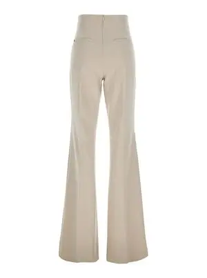 Sportmax Lea' Beige Flared Pants In Tech Fabric Stretch - Multicolor