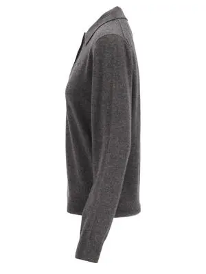 MAISON MARGIELA Virgin Wool Polo Sweater - Gray
