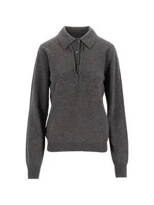 MAISON MARGIELA Virgin Wool Polo Sweater - Gray