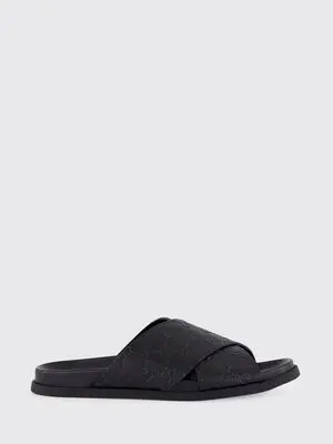 Gucci Leather Sandal With Gg Monogram - Black