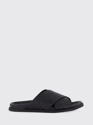 Gucci Leather Sandal With Gg Monogram - Black