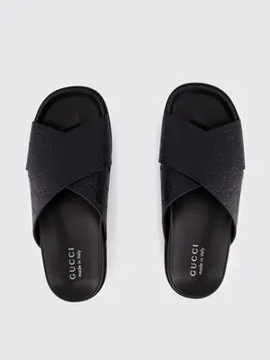 Gucci Leather Gg Monogram Sandals