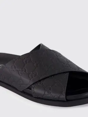 Gucci Leather Gg Monogram Sandals
