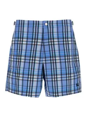 Burberry Light Blue Swim Shorts With Striped Motif And Logo On The Front In Tech Fabric For - Multicolor