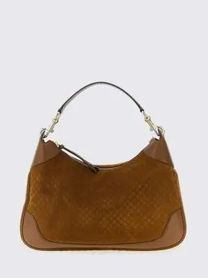 Gucci Suede Hobo Bag With Embossed Gg Monogram - Brown