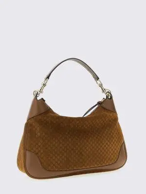 Gucci Suede Hobo Bag With Embossed Gg Monogram