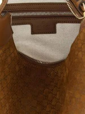 Gucci Suede Hobo Bag With Embossed Gg Monogram