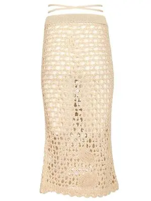 Attico Cotton Midi Skirt - Cream