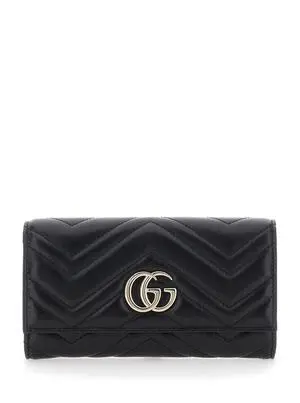 Gucci Gg Marmont Continental' Black Wallet With Quilted Design And Gg Logo In Leather For - Multicolor