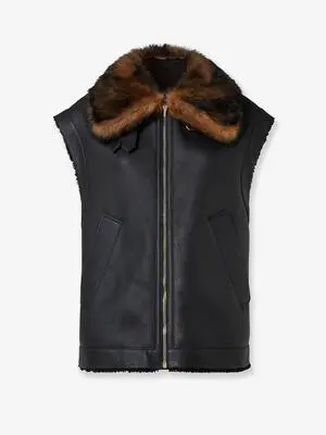 Fendi Sleeveless Sheepskin Jacket - Black