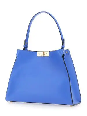 Fendi Way' Blue Handbag With Removable Handle And Turn Lock In Leather For - Multicolor