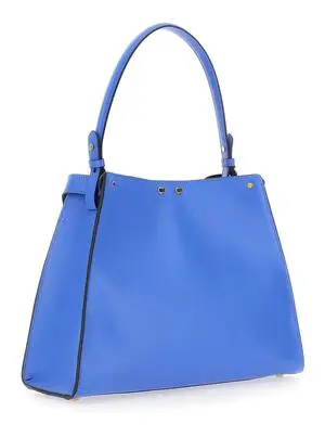 Fendi Way' Blue Handbag With Removable Handle And Turn Lock In Leather For - Multicolor