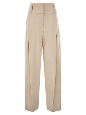 Sportmax Spxgirino Wide-leg Stretch Virgin Wool Trousers - Cream
