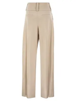 Sportmax Spxgirino Wide-leg Stretch Virgin Wool Trousers - Cream