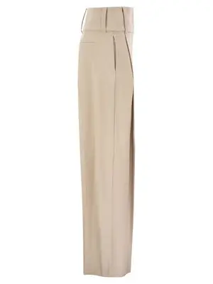 Sportmax Spxgirino Wide-leg Stretch Virgin Wool Trousers - Cream