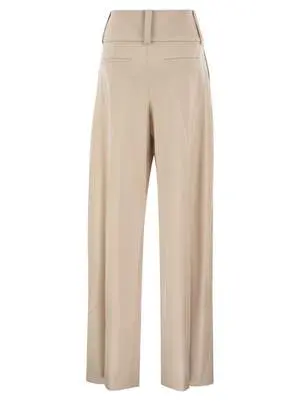 Sportmax Girino Wide-leg Stretch Virgin Wool Trousers - Cream