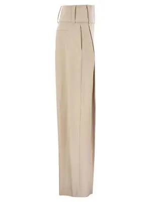 Sportmax Girino Wide-leg Stretch Virgin Wool Trousers - Cream