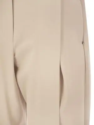 Sportmax Girino Wide-leg Stretch Virgin Wool Trousers - Cream