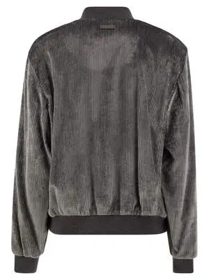 Peserico Stretch Corded Velvet Bomber Jacket - Gray