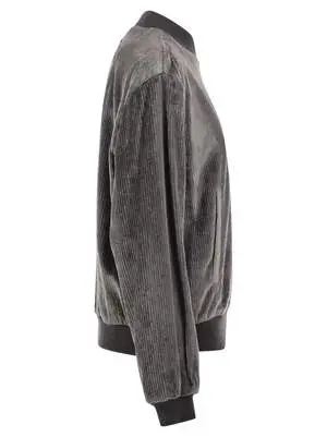 Peserico Stretch Corded Velvet Bomber Jacket - Gray