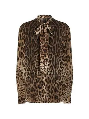 Dolce & Gabbana Leopard Print Chiffon Shirt