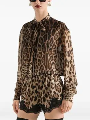 Dolce & Gabbana Leopard Print Chiffon Shirt