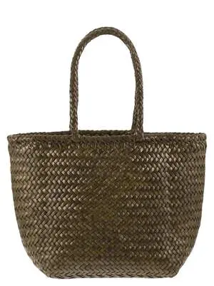 Dragon Diffusion Grace Basket Small Woven Leather Bag - Green