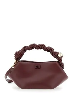 GANNI Bou' Bordeaux Mini Handbag With Braided Handle And Removable Shoulder Strap In Leather - Multicolor