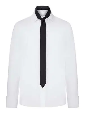 Sacai Cotton-blend Shirt With Integrated Tie - White