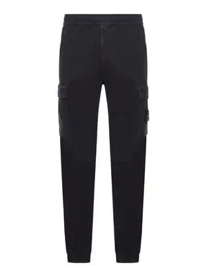 Stone Island Regular Fit Tapered Cargo Pants With Drawstring Waist - Black