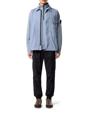 Stone Island Regular Fit Tapered Cargo Pants With Drawstring Waist - Black
