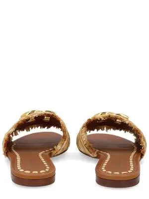 Dolce & Gabbana Sandal With Logo - Cream
